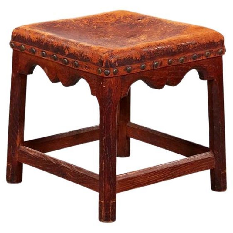 Russell Stool in Original Distressed Leather For Sale at 1stDibs