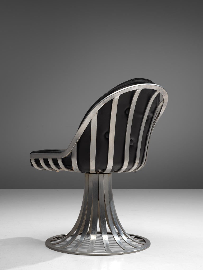 Russell Woodard Dining Chair, Black Upholstery and Aluminum, USA, 1960s ...