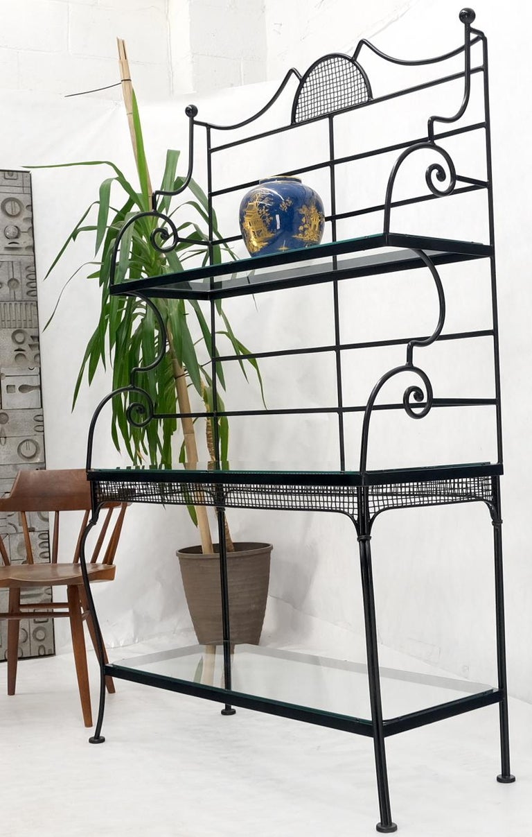 Russell Woodard Wrought Iron 3 Tiers Bakers Rack w/ Glass Shelves at ...