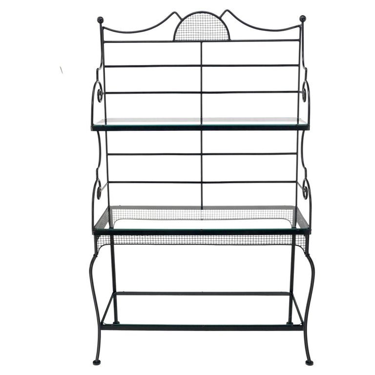 Russell Woodard Wrought Iron 3 Tiers Bakers Rack w/ Glass Shelves at ...