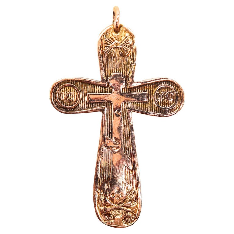Russia 1843 St Petersburg Orthodox Crucifix Cross in Engraved 14Kt ...