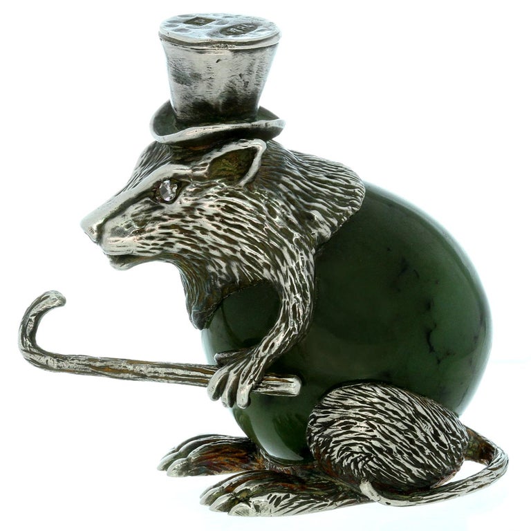 Russian Antique Imperial Nephrite Sterling Silver Rat Sculpture For ...