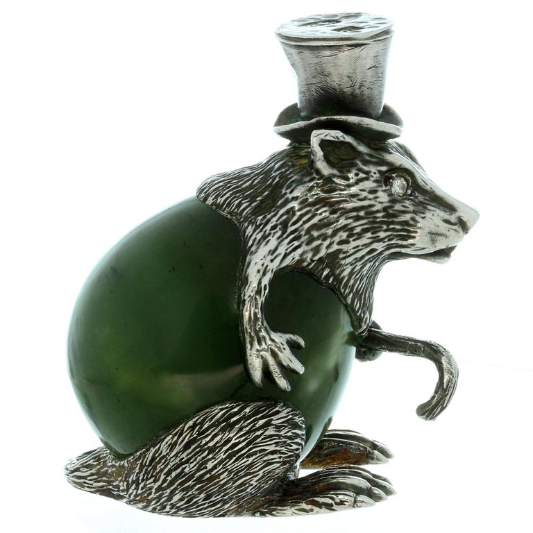 Russian Antique Imperial Nephrite Sterling Silver Rat Sculpture For ...