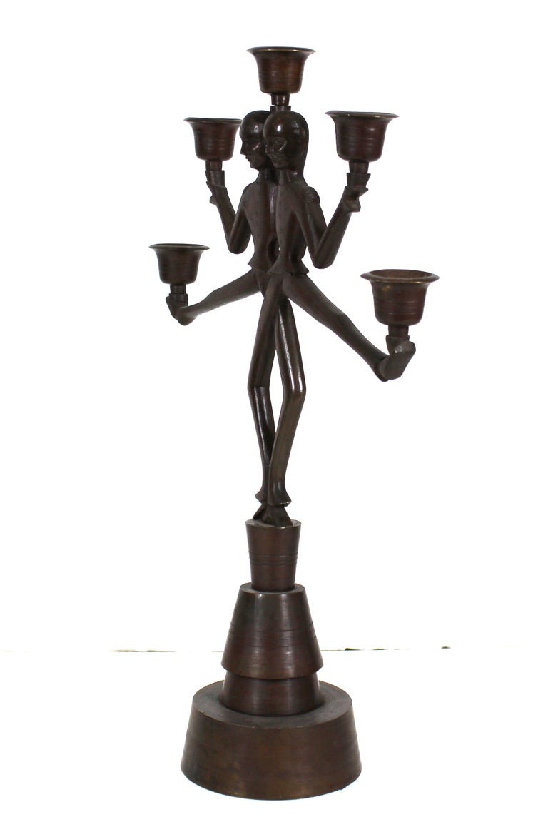 Russian Art Deco Heavy-Cast Bronze Candelabras with Dancing Cossack ...