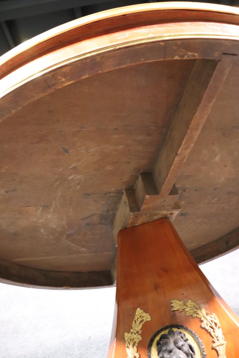 Russian Baltic Brass Inlaid Bronze Mounted Center Table with Lions and ...