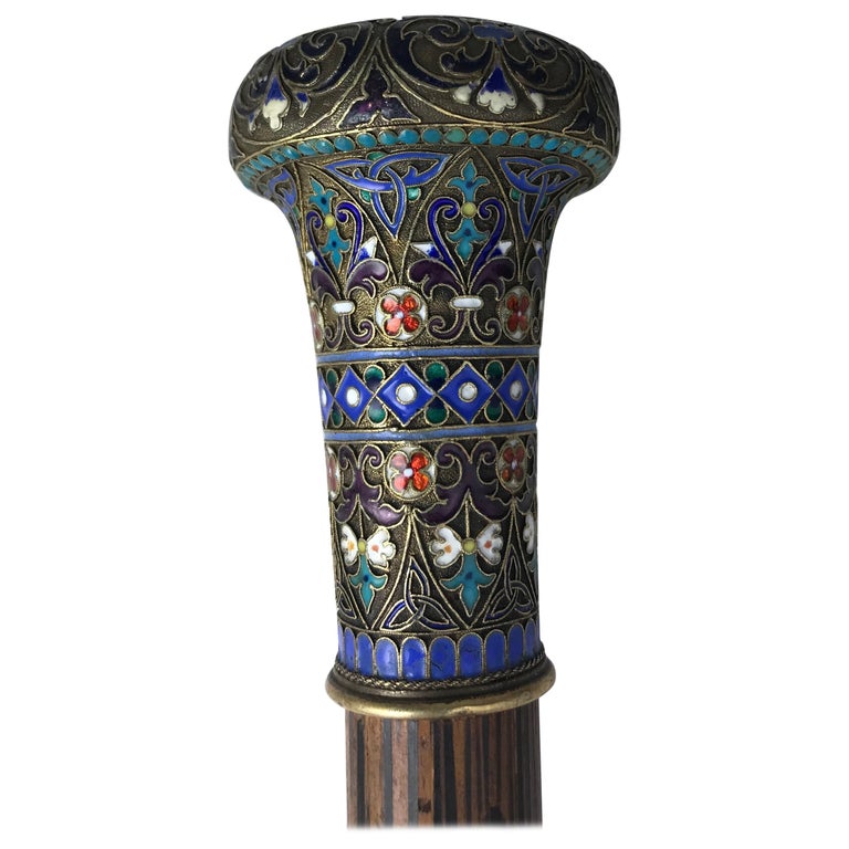 Russian Cloisonné Enameled Walking Stick Handle, Late 19th Century at ...