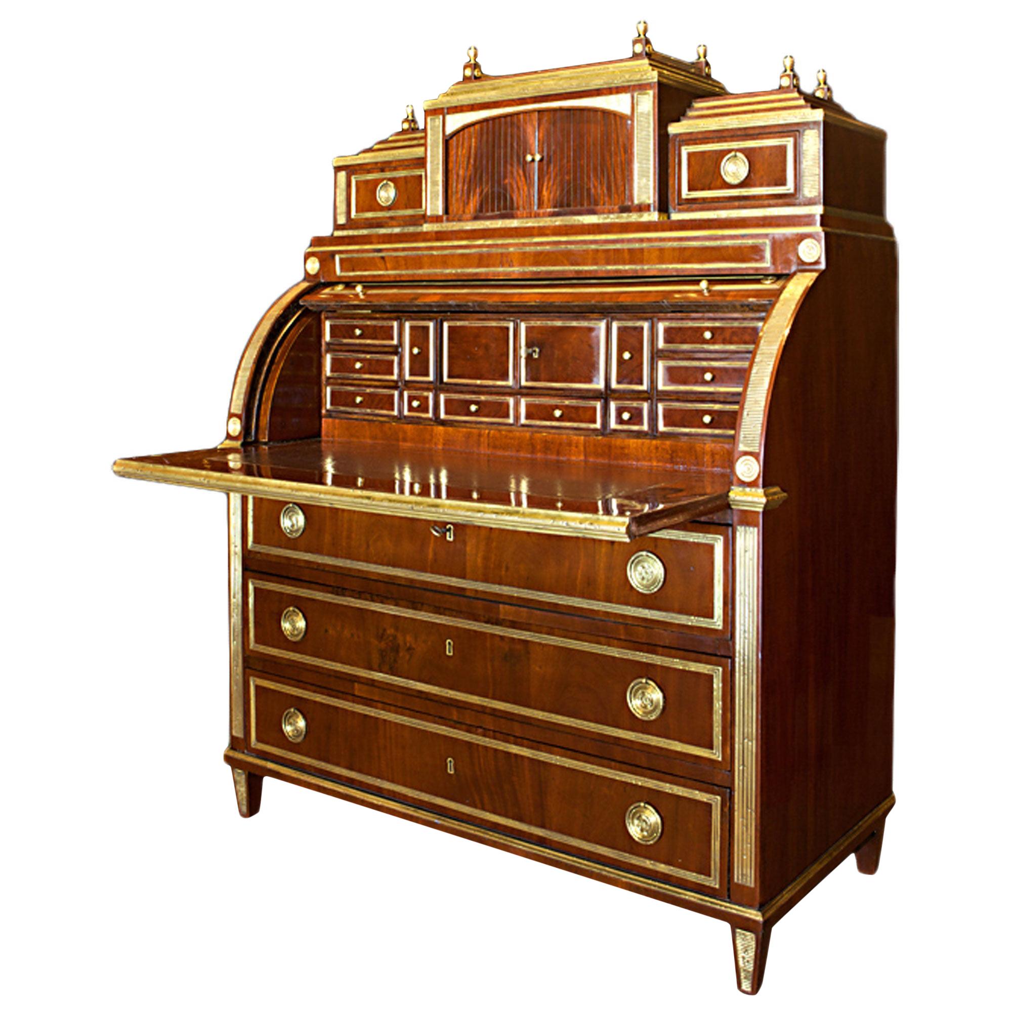 Russian Early 19th Century Empire Style Mahogany 'Bureau a Cylindre ...