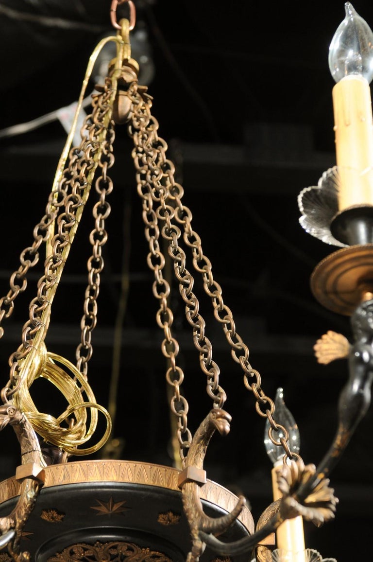 Russian Empire Style Black and Gold Six-Light Chandelier with Classical ...