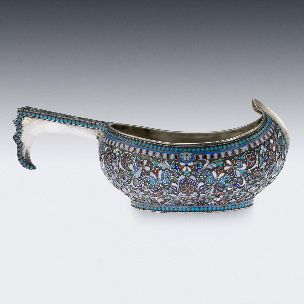 Russian Large Silver and Enamel Kovsh, Victor Akimov, circa 1890 For Sale at 1stDibs