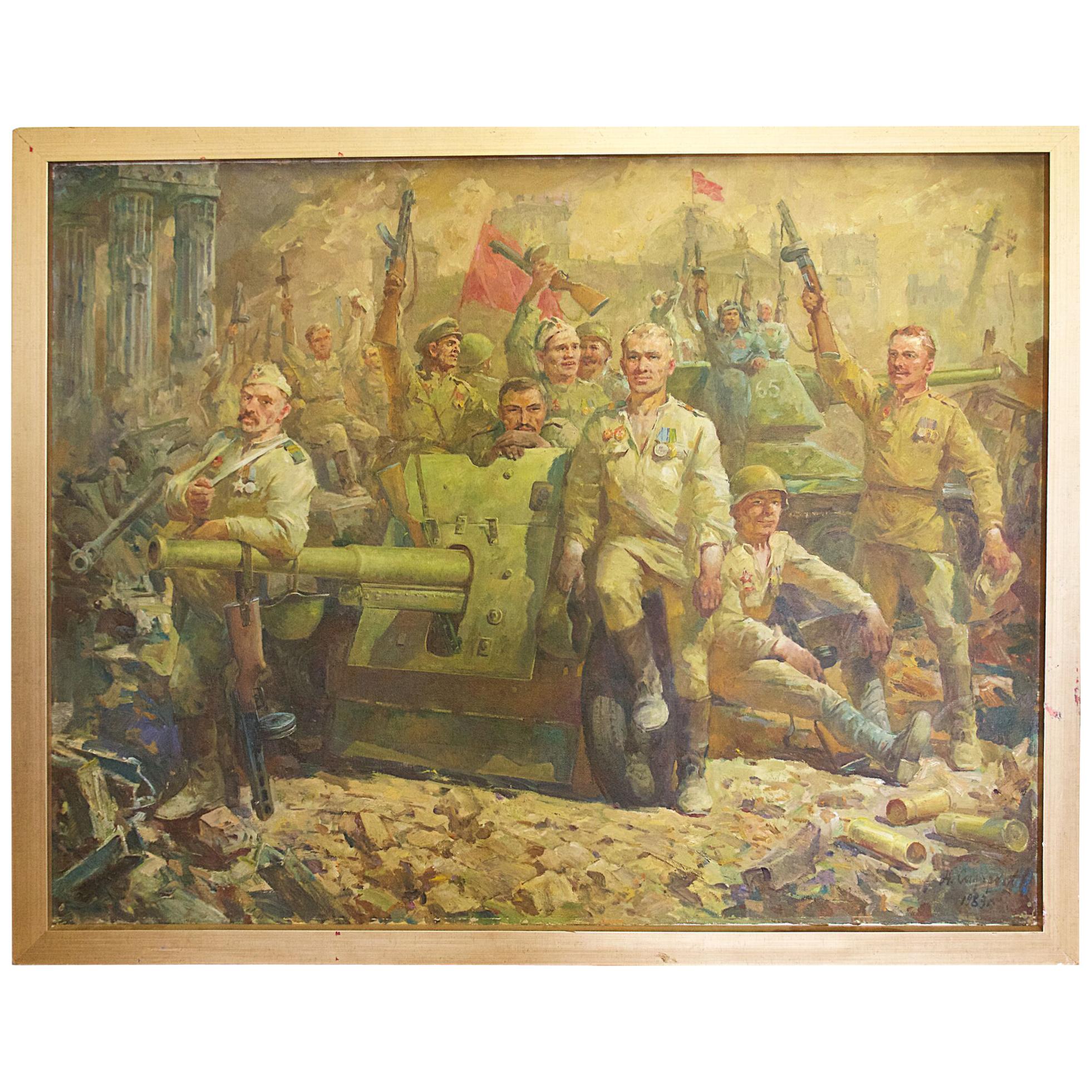 Russian Military Oil Painting For Sale at 1stDibs