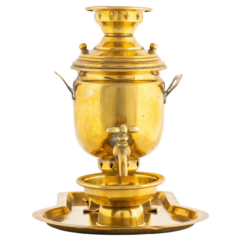 Russian Miniature Brass Samovar Set, 20th Century For Sale at 1stDibs