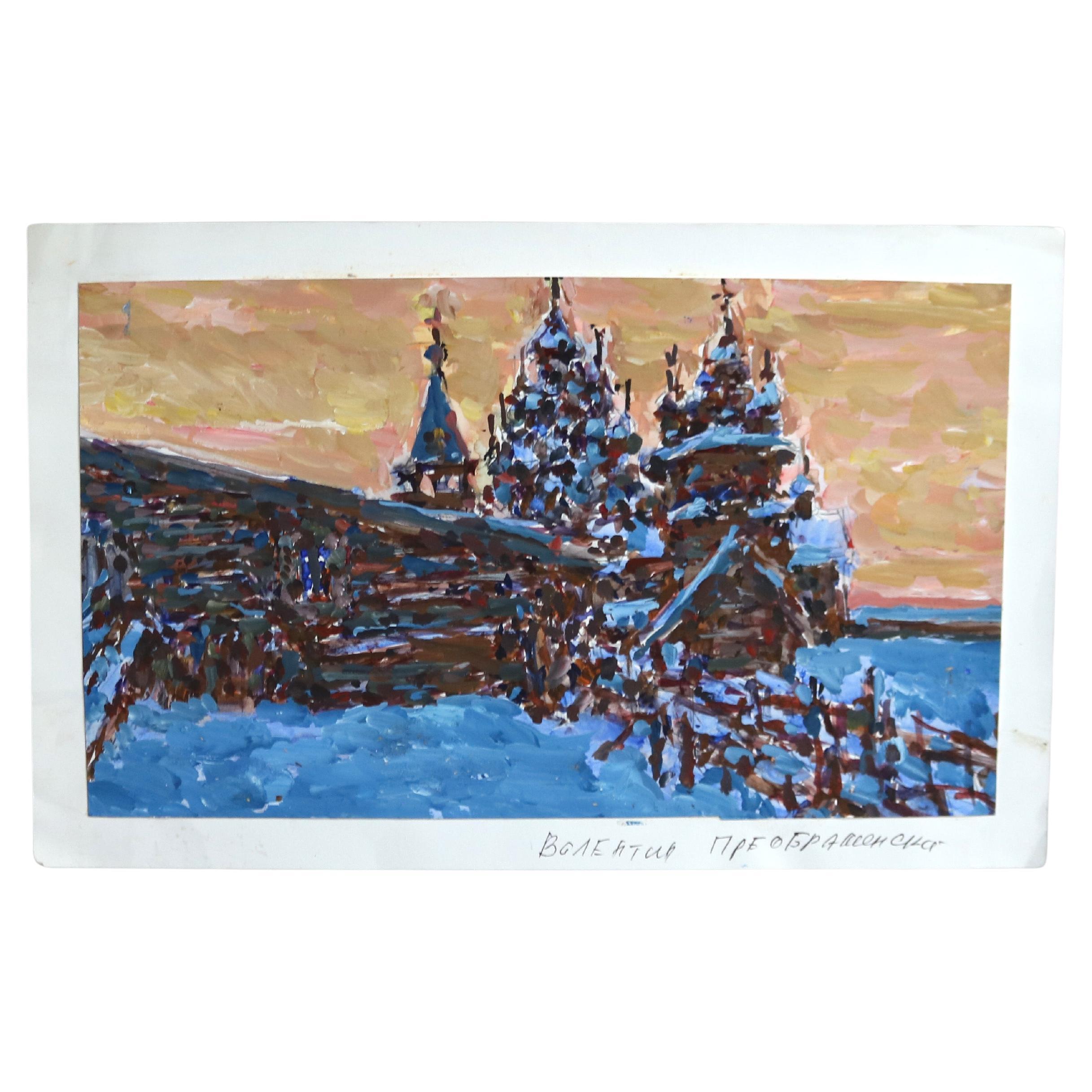 Russian Modern Impressionist Oil on Board Painting of Moscow Signed ...