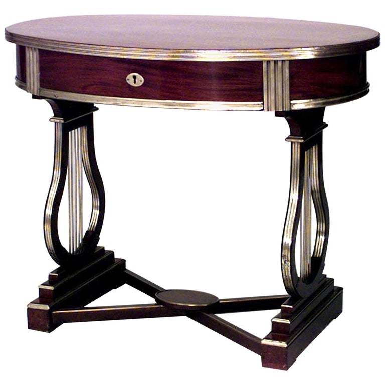 Russian Neoclassic Mahogany Lyre Writing Table For Sale at 1stDibs