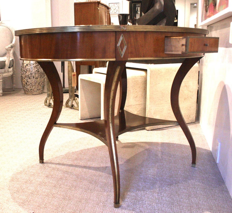 Russian Neoclassic Brass Mahogany Center Table For Sale at 1stDibs