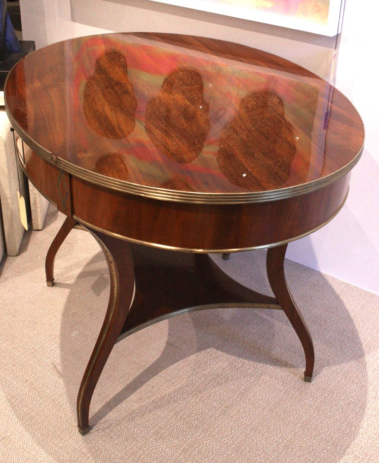 Russian Neoclassic Brass Mahogany Center Table For Sale at 1stDibs