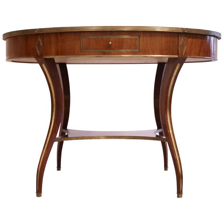 Russian Neoclassic Brass Mahogany Center Table For Sale at 1stDibs