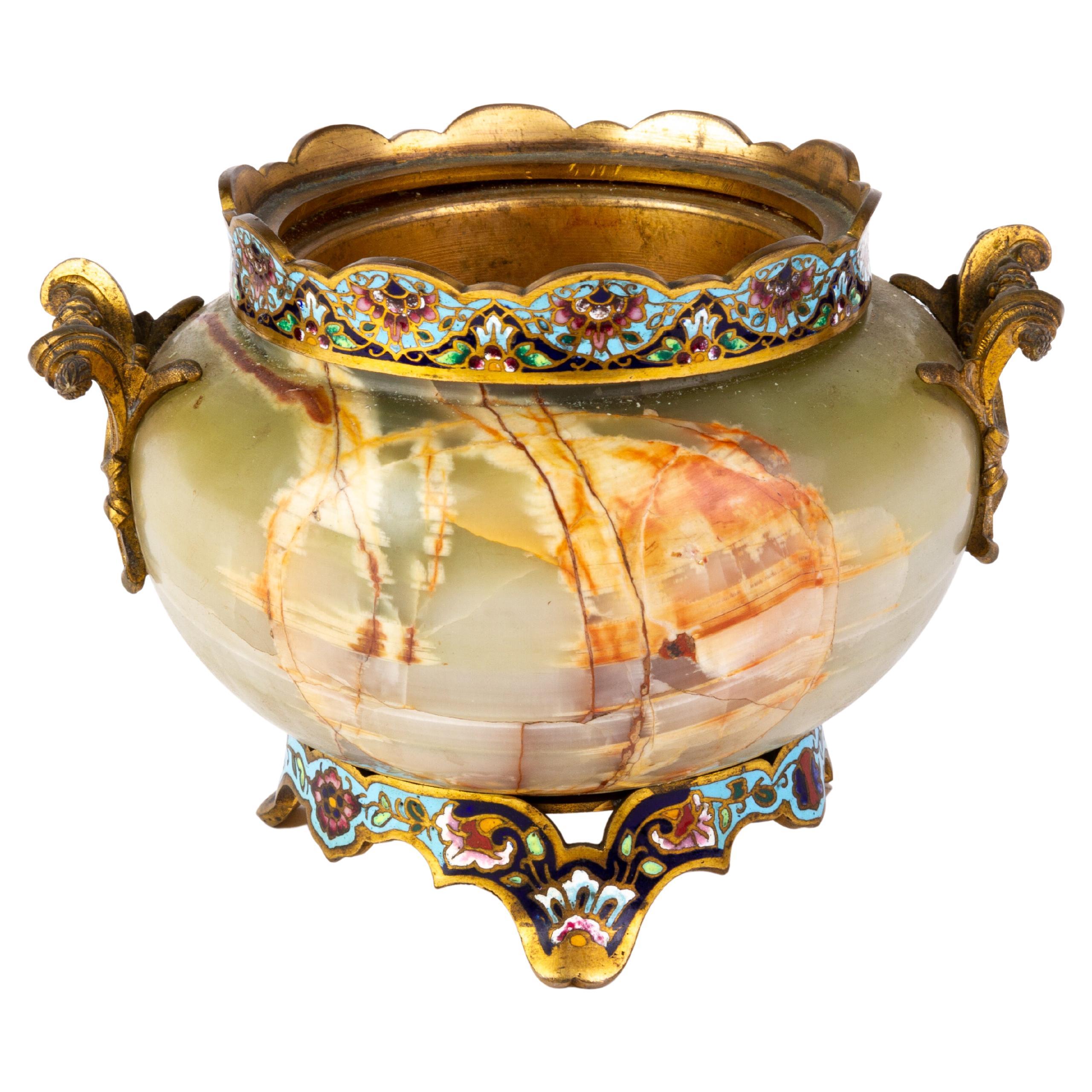 Russian Onyx and Champleve Enamel Planter Vase 19th Century For Sale at ...