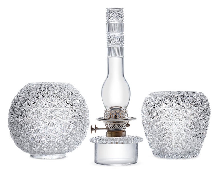 Russian Pattern Cut-Glass Oil Lamp by Hawkes at 1stDibs