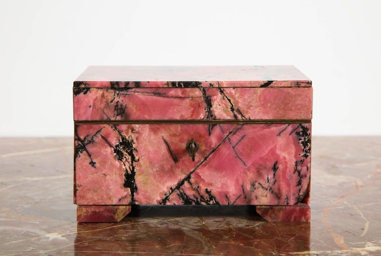 Russian Pink Rhodonite Hard-Stone Table Box, circa 1950 at 1stDibs