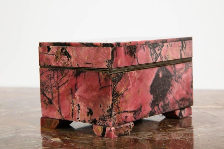 Russian Pink Rhodonite Hard-Stone Table Box, circa 1950 at 1stDibs