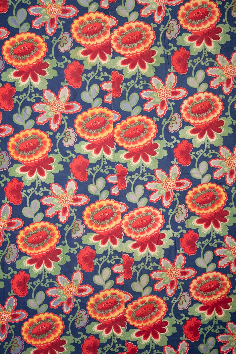 Russian Printed Cotton Fabric Panel, Mid-20th Century or Earlier at 1stDibs