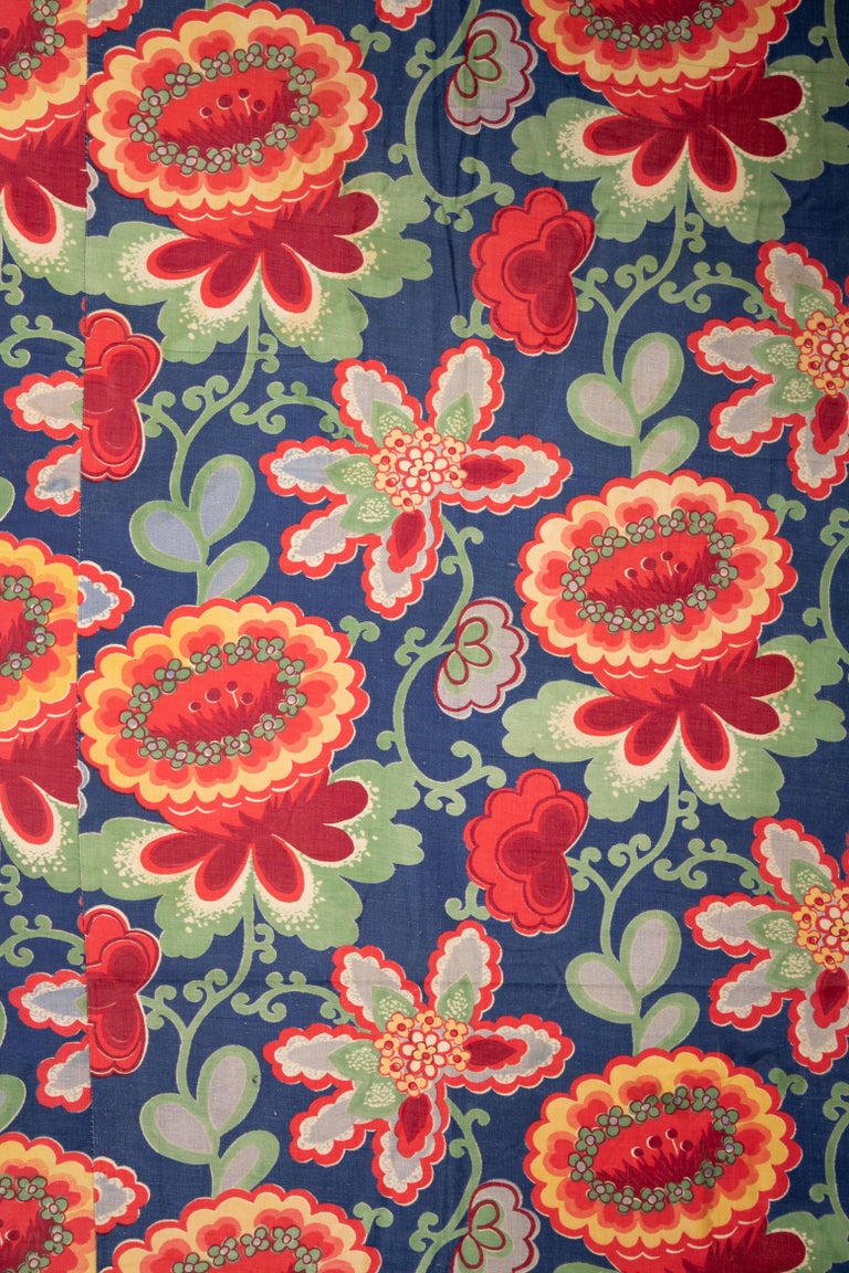 Russian Printed Cotton Fabric Panel, Mid-20th Century or Earlier at 1stDibs