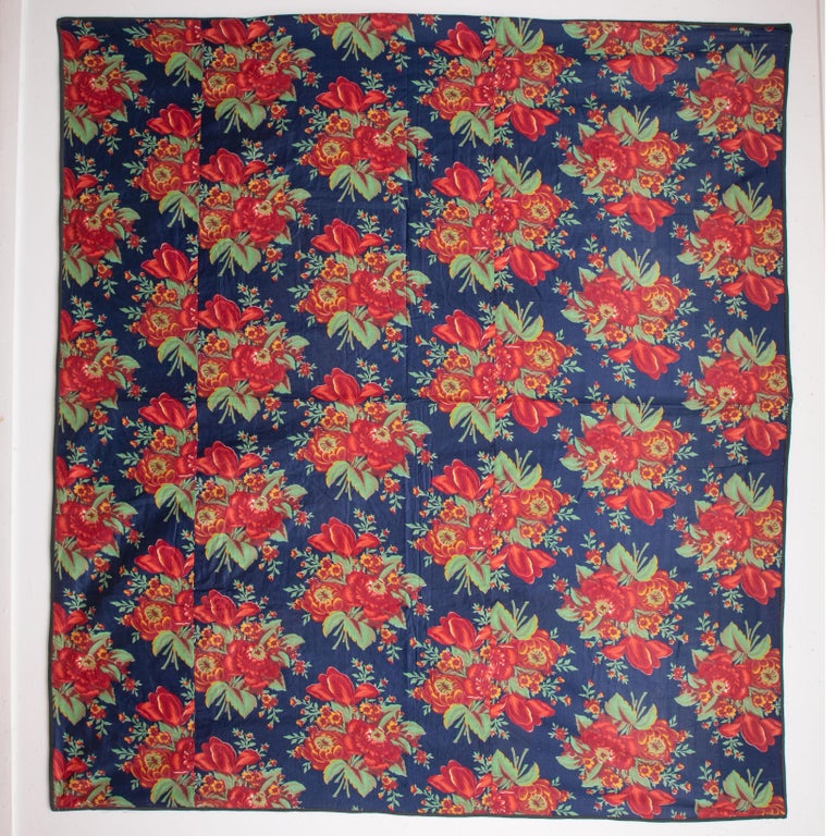Russian Roller Printed Cotton Fabric Panel, Mid-20th Century or Earlier ...