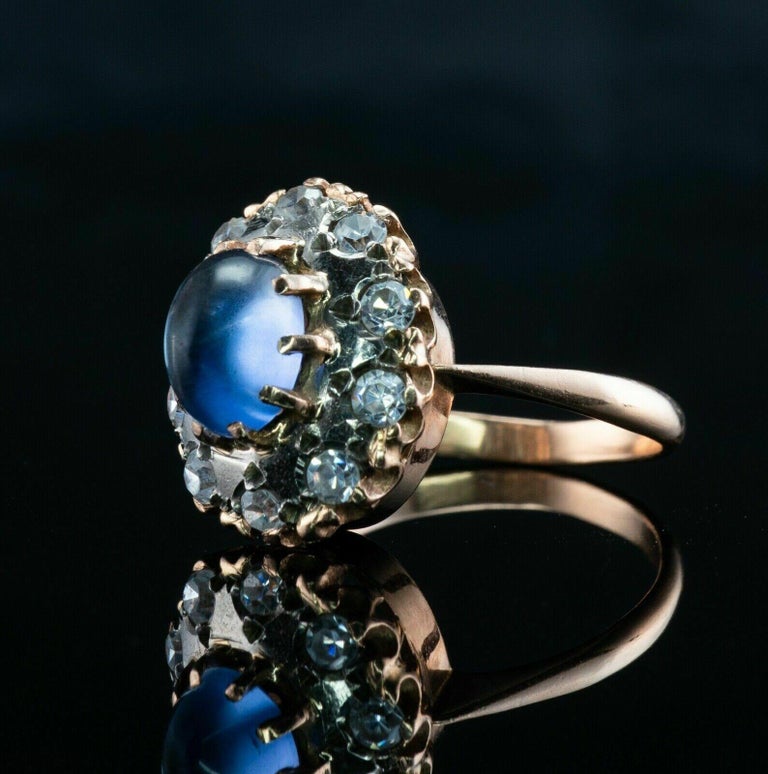 Russian Sapphire Ring CZ 14K Rose Gold USSR Soviet Russia For Sale at ...