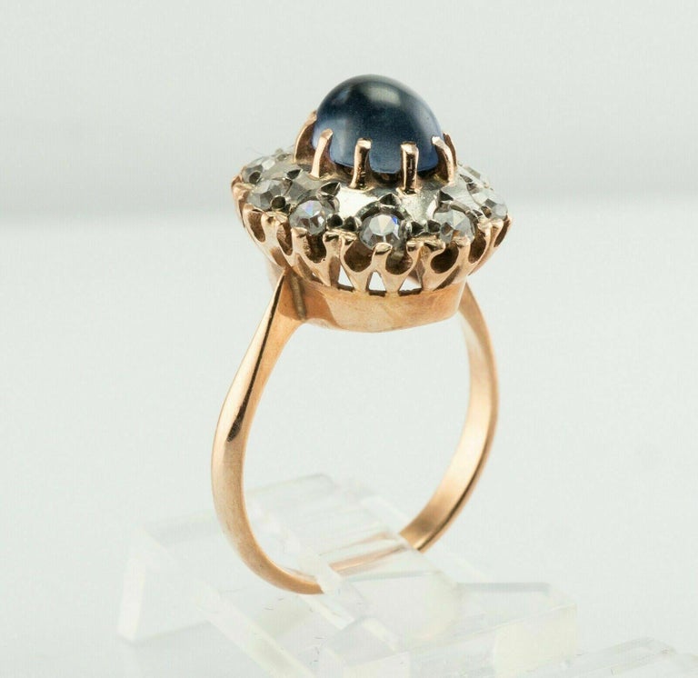 Russian Sapphire Ring CZ 14K Rose Gold USSR Soviet Russia For Sale at ...