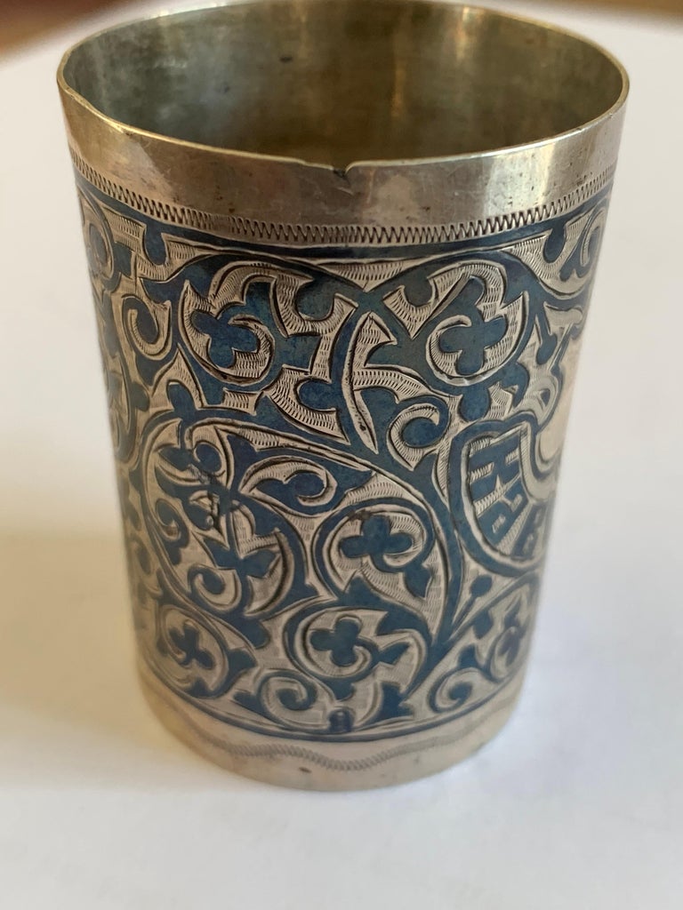 Russian Silver and Niello Decorated Vodka Beaker at 1stDibs