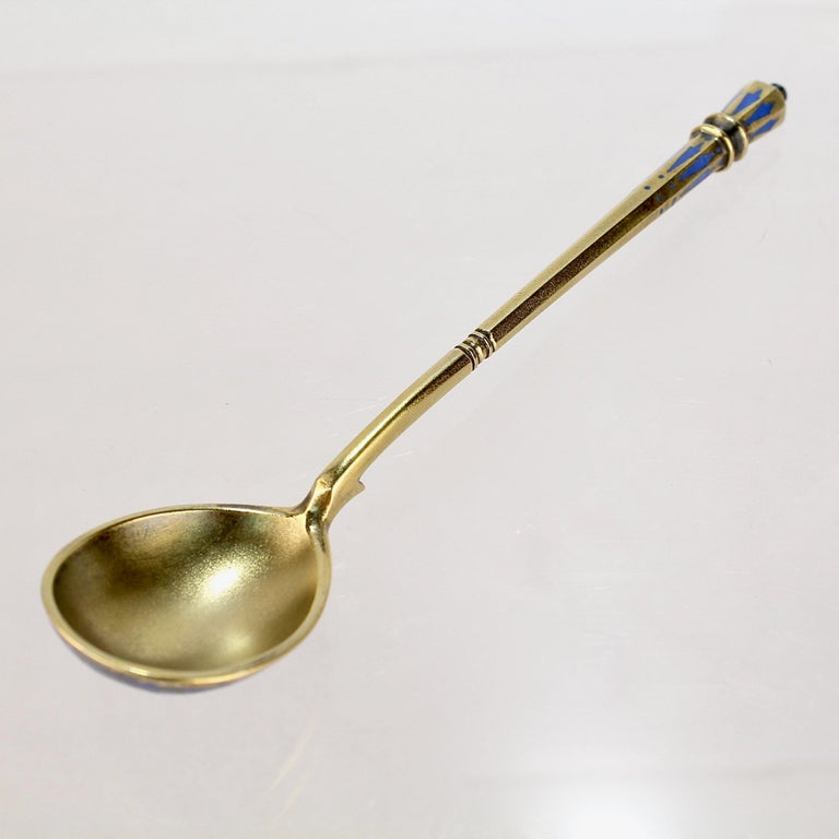 Russian Silver and Cloisonne Enamel Tea/Kvosh Spoon by Pavel ...