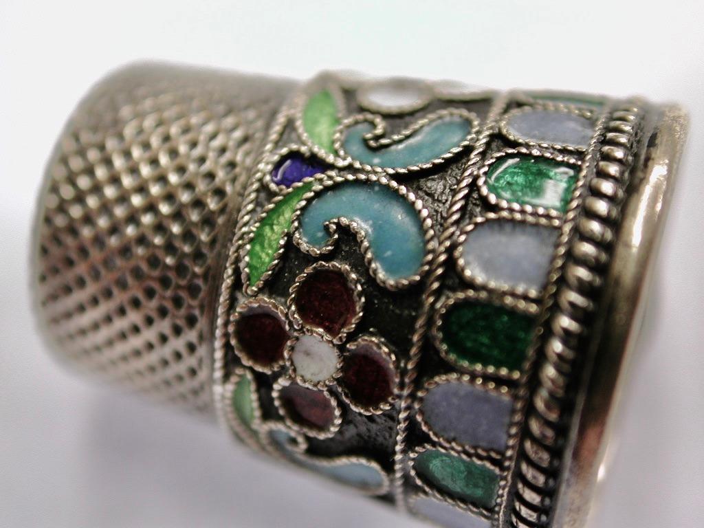 Russian Silver Gilt and Multi-Coloured Cloisonné Enamel Thimble, Circa ...