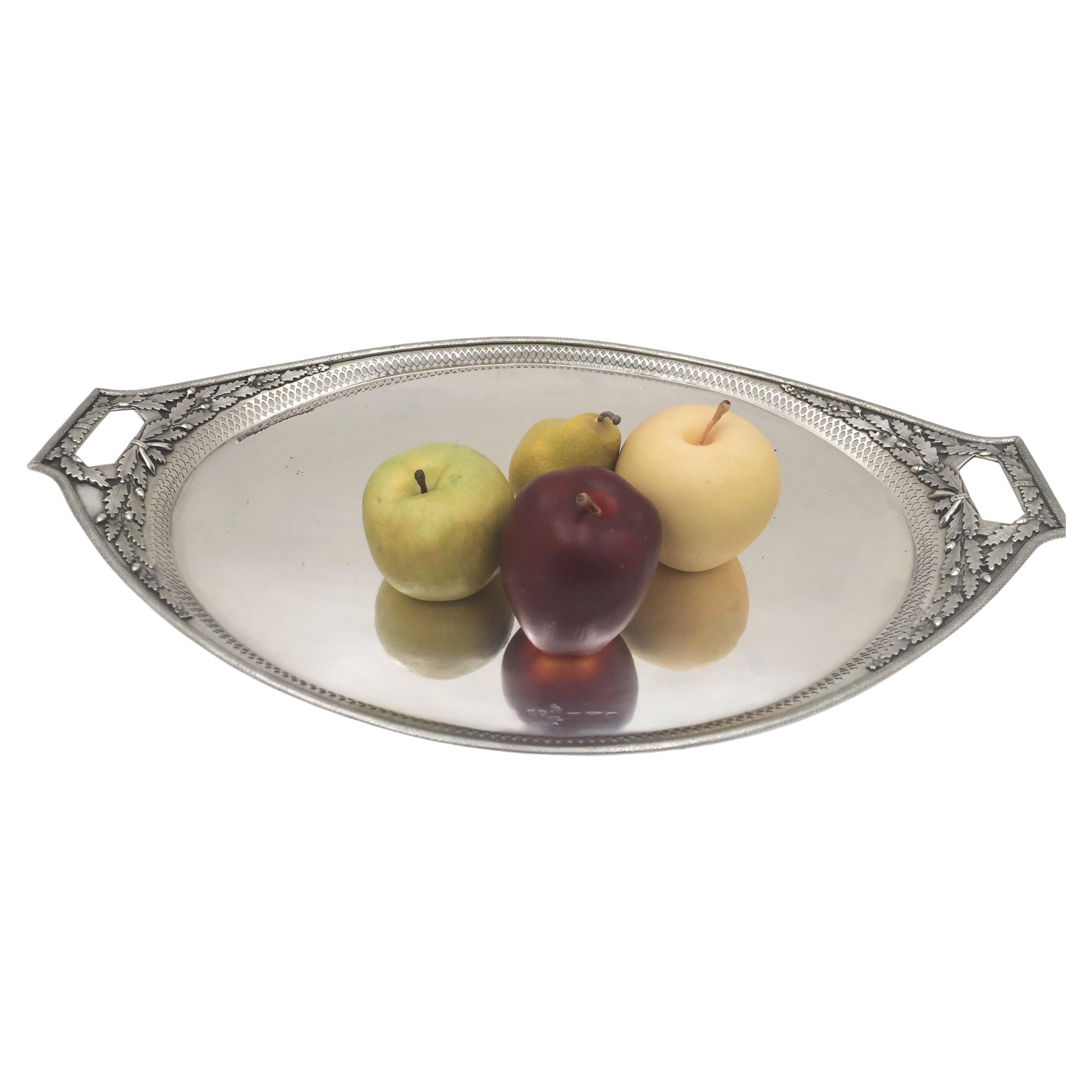 English Silver Plated Pierced Gallery Rectangular Tray at 1stDibs