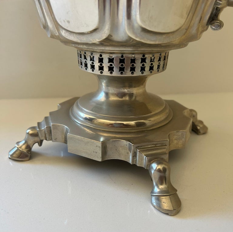 Russian Silver Plate Samovar with Tray Set For Sale at 1stDibs