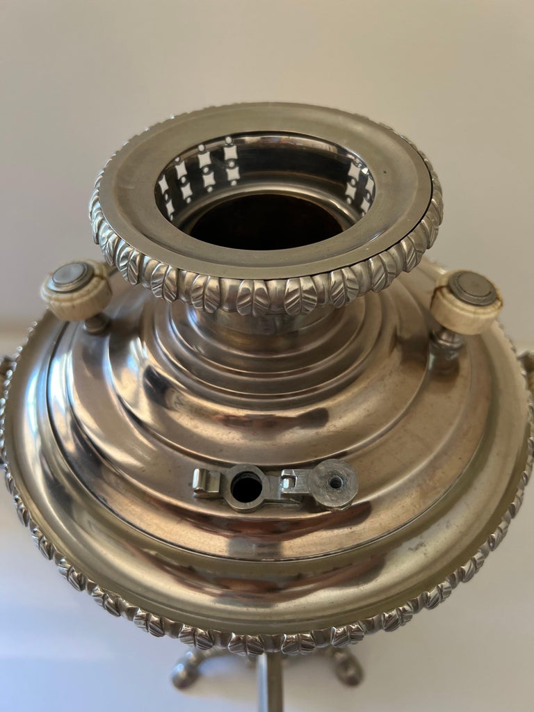 Russian Silver Plate Samovar with Tray Set For Sale at 1stDibs