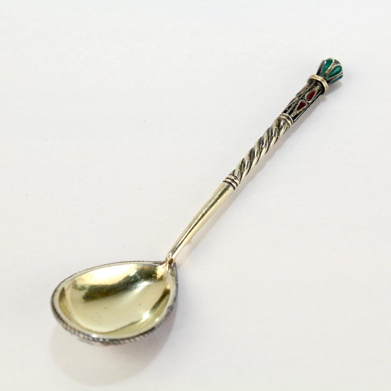 Russian Silver and Shaded Cloisonne Enamel Tea / Kvosh Spoon by Maria ...