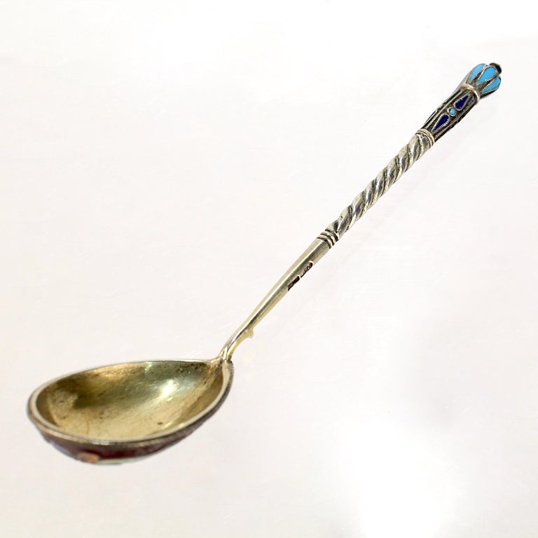 Russian Silver and Shaded Cloisonne Enamel Tea / Kvosh Spoon by Maria ...
