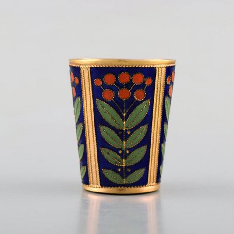 Russian Silversmith, Set of 4 Russian Vodka Cups in Gilded Silver at ...