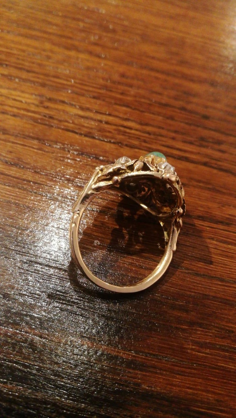 Russian Vintage Ring, circa 1820, with Diamonds and Emerald For Sale at ...