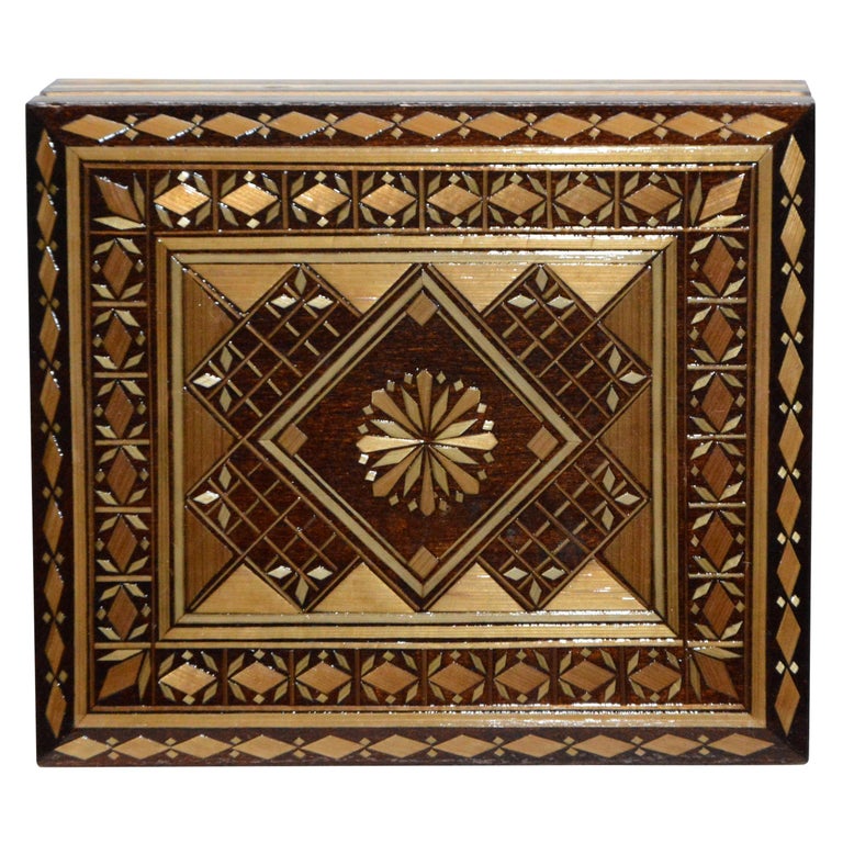 Russian Wooden Inlay Decorative Box For Sale at 1stdibs
