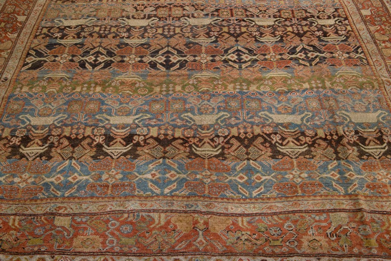 Rust Antique Mahal Handmade Persian Wool Rug with Allover Motif For ...