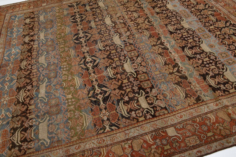 Rust Antique Mahal Handmade Persian Wool Rug with Allover Motif For ...