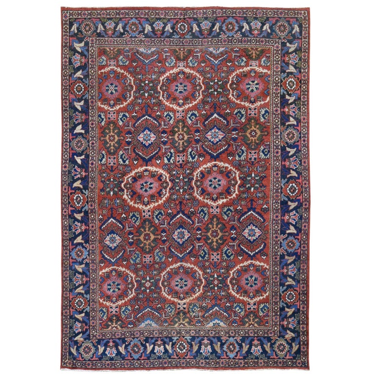 Rust Antique Persian Mahal Ever Wear All-Over Design Pure Wool Oriental ...