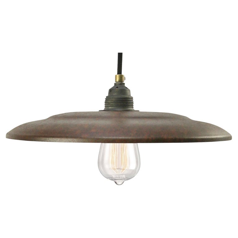 Rust Iron French Vintage Industrial Pendant Lights For Sale at 1stDibs