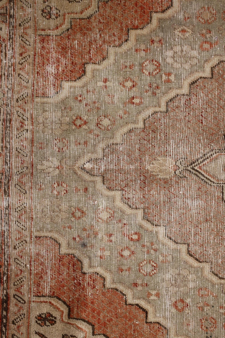 Rust Traditional Antique Handmade Khotan Rug, Pink Wool Central Area ...
