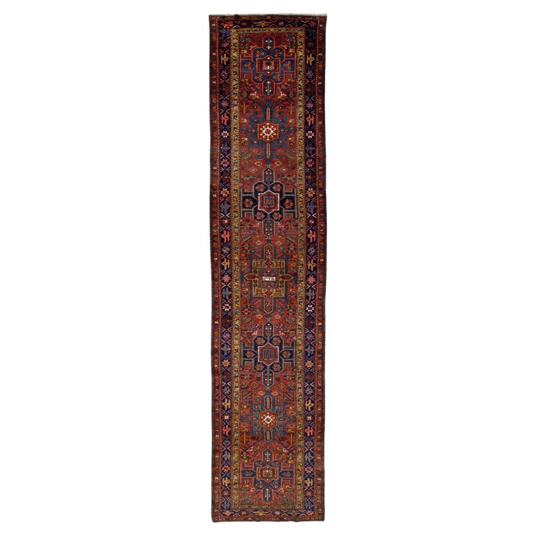 Rust Vintage Karajah Handmade Allover Persian Wool Runner For Sale at ...
