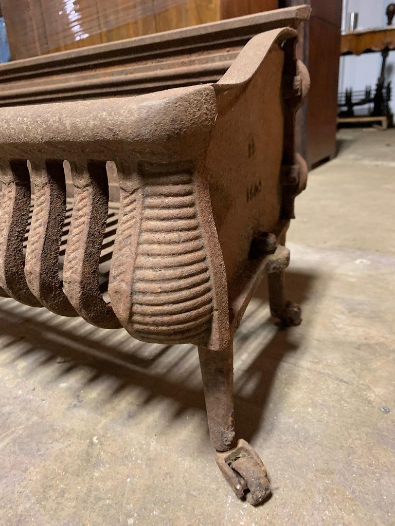 Rusted Iron Fireplace Grate, circa 1900 For Sale at 1stDibs