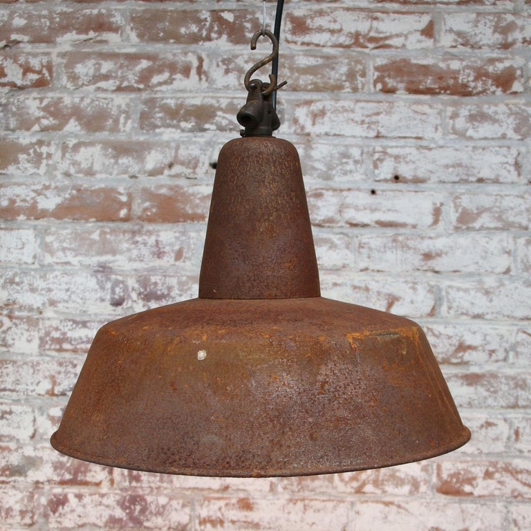 Rusted Metal Vintage Industrial Pendant Light For Sale at 1stdibs