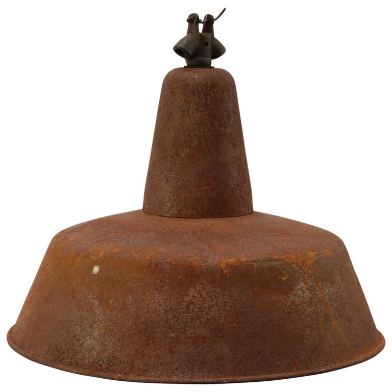 Rusted Metal Vintage Industrial Pendant Light For Sale at 1stdibs
