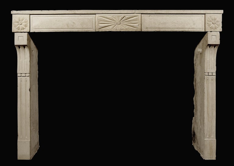 Rustic, 18th Century French Louis XVI Stone Fireplace For Sale at 1stDibs